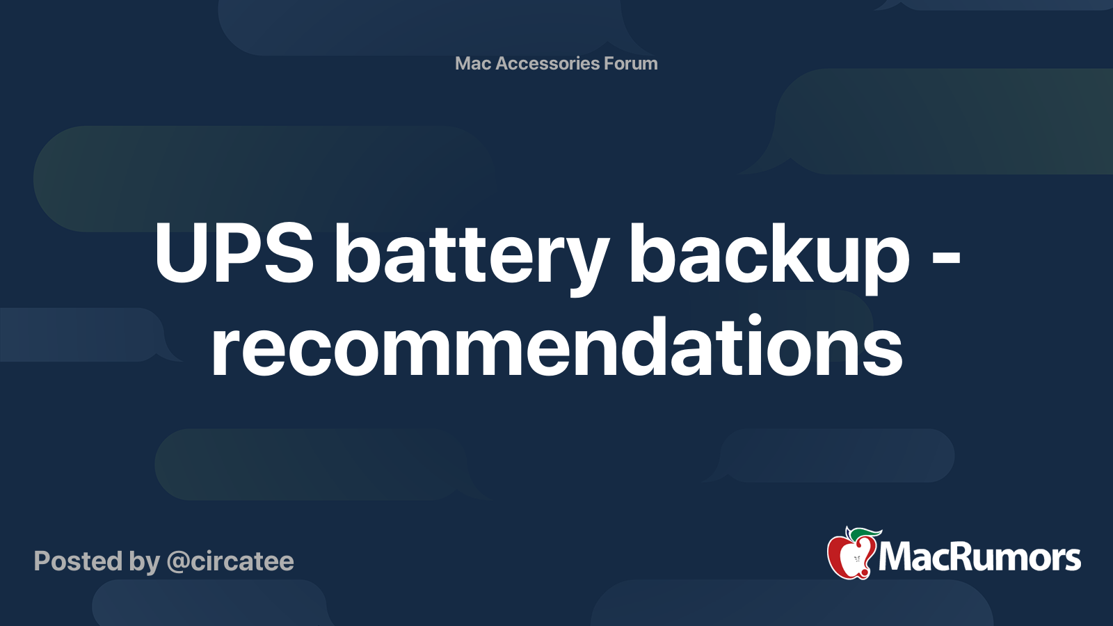 UPS battery backup - recommendations | MacRumors Forums