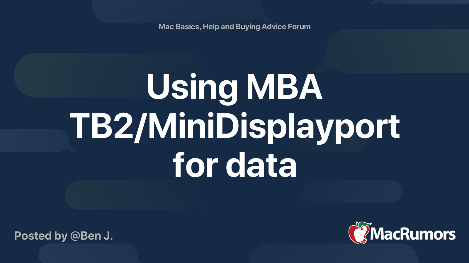 Using MBA TB2/MiniDisplayport for data | MacRumors Forums