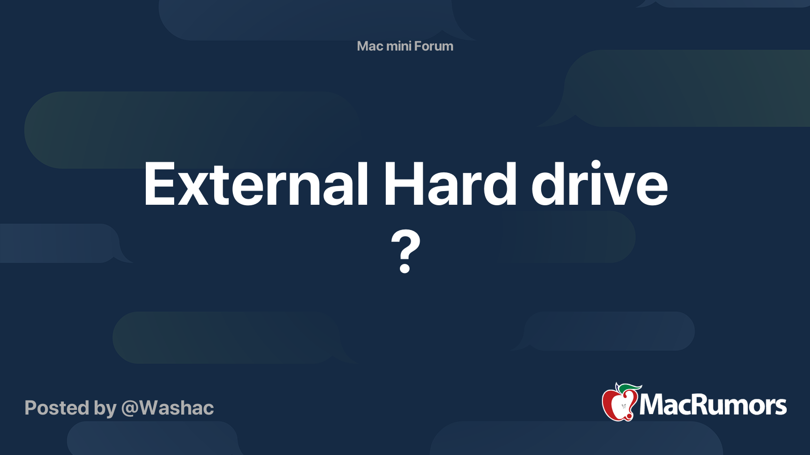External Hard drive ? | MacRumors Forums