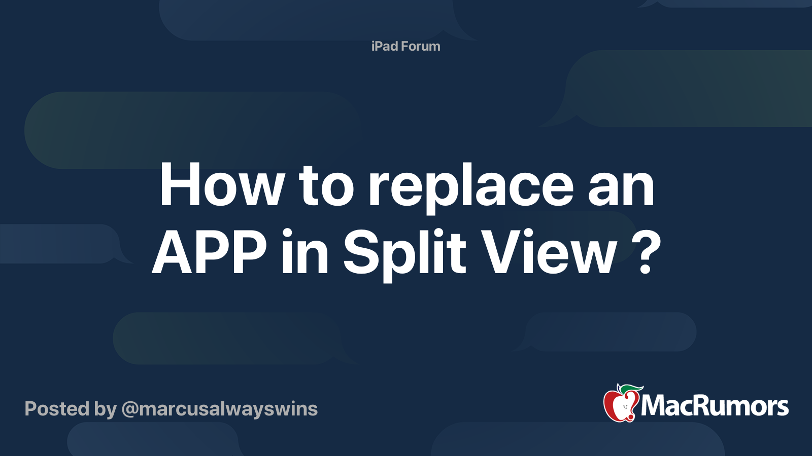 How to replace an APP in Split View ? | MacRumors Forums