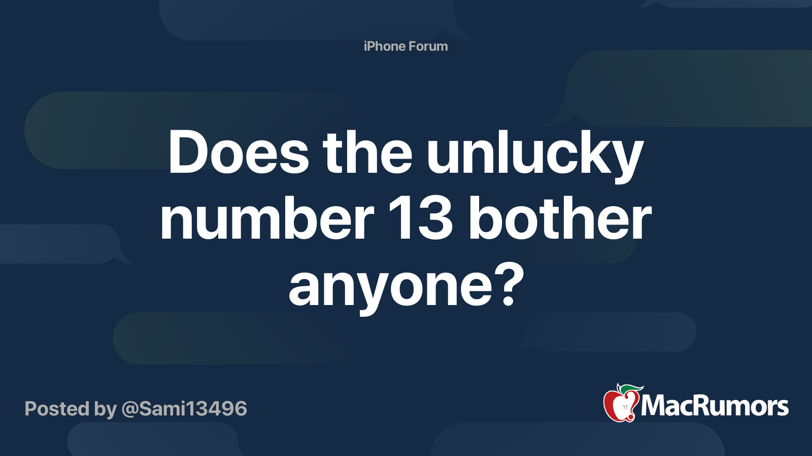 Does the unlucky number 13 bother anyone? | MacRumors Forums
