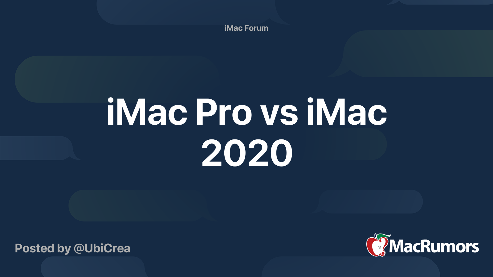 iMac Pro vs iMac 2020 | MacRumors Forums