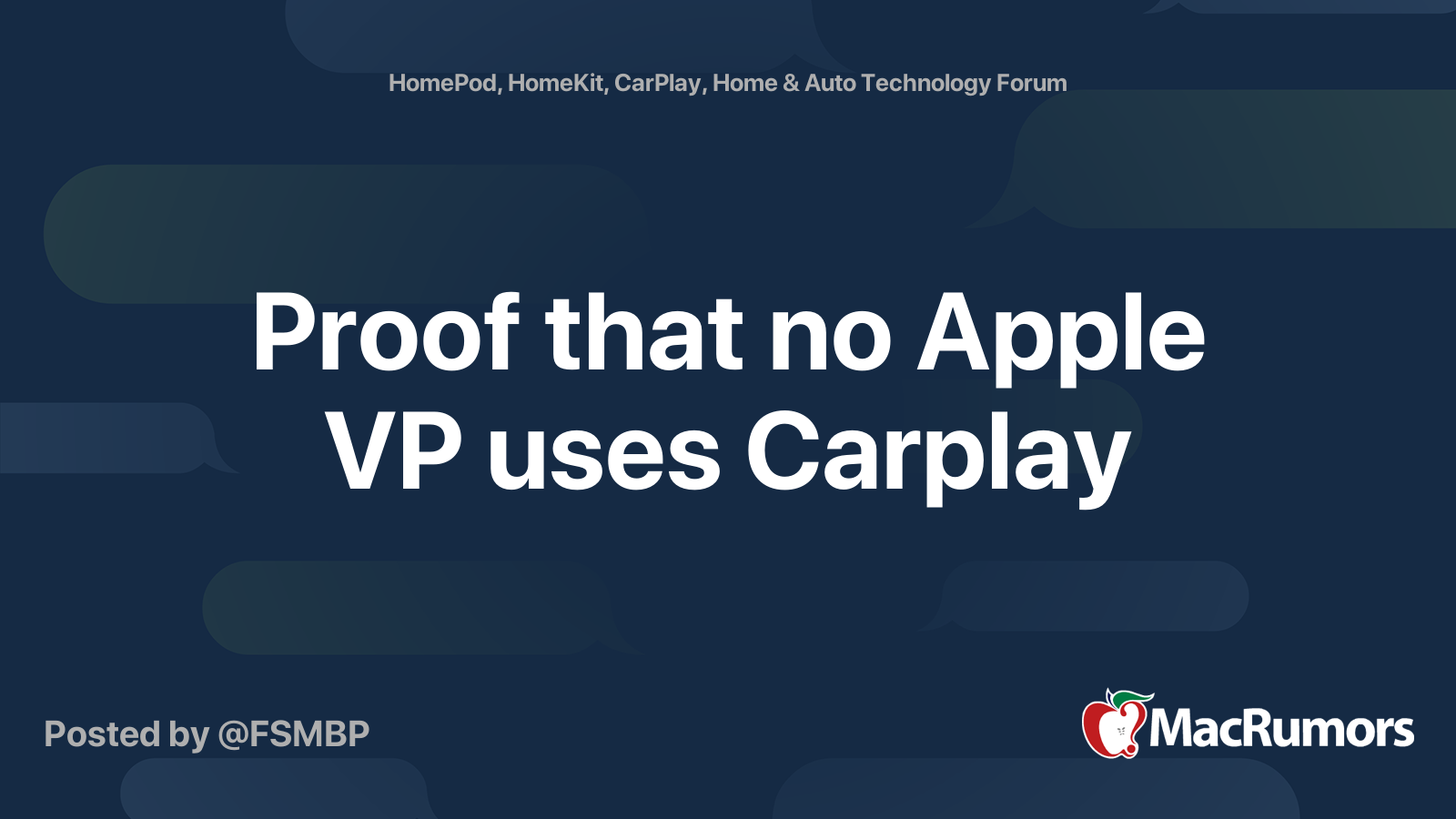 Proof that no Apple VP uses Carplay | MacRumors Forums