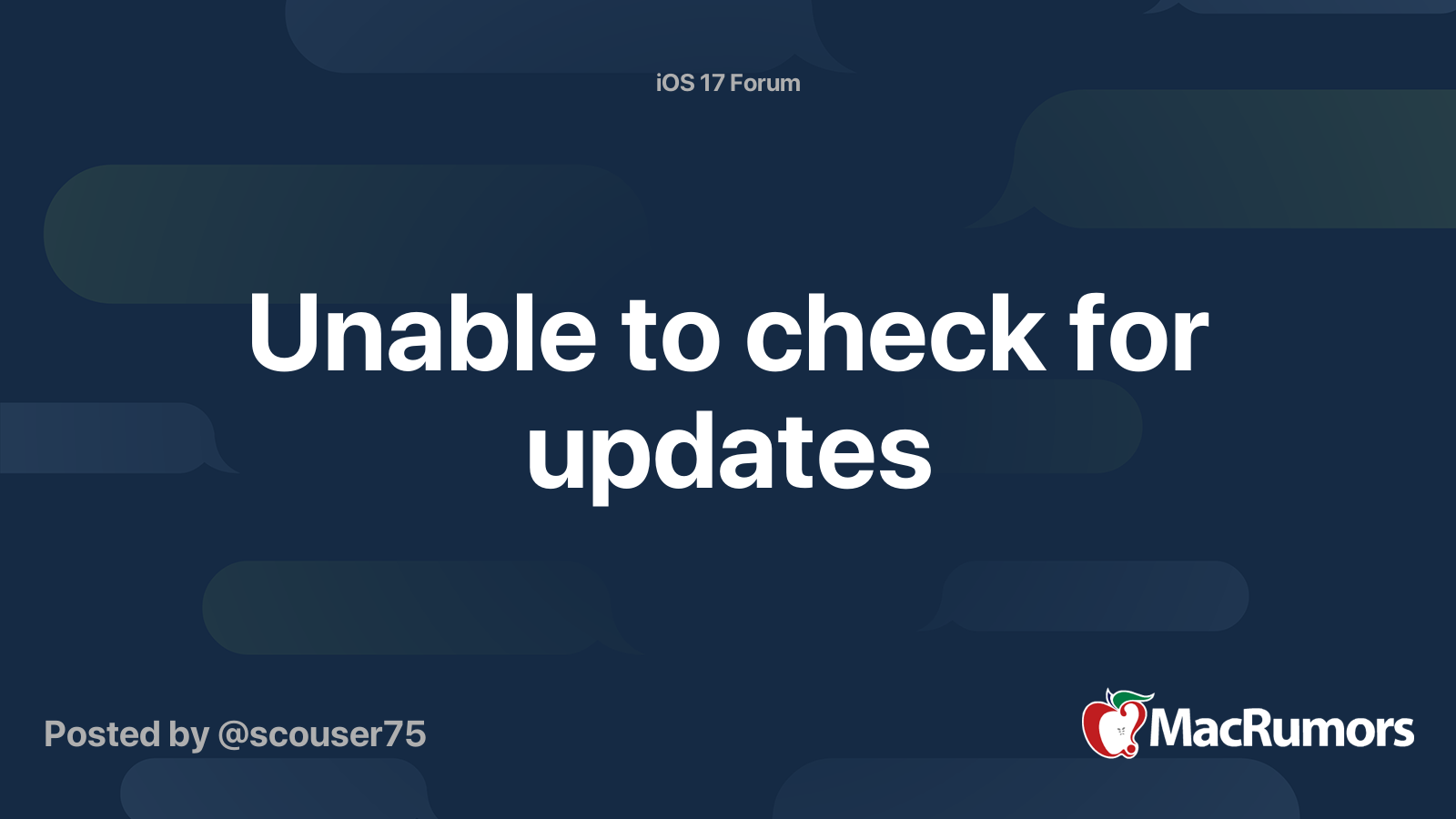 Unable to check for updates | MacRumors Forums