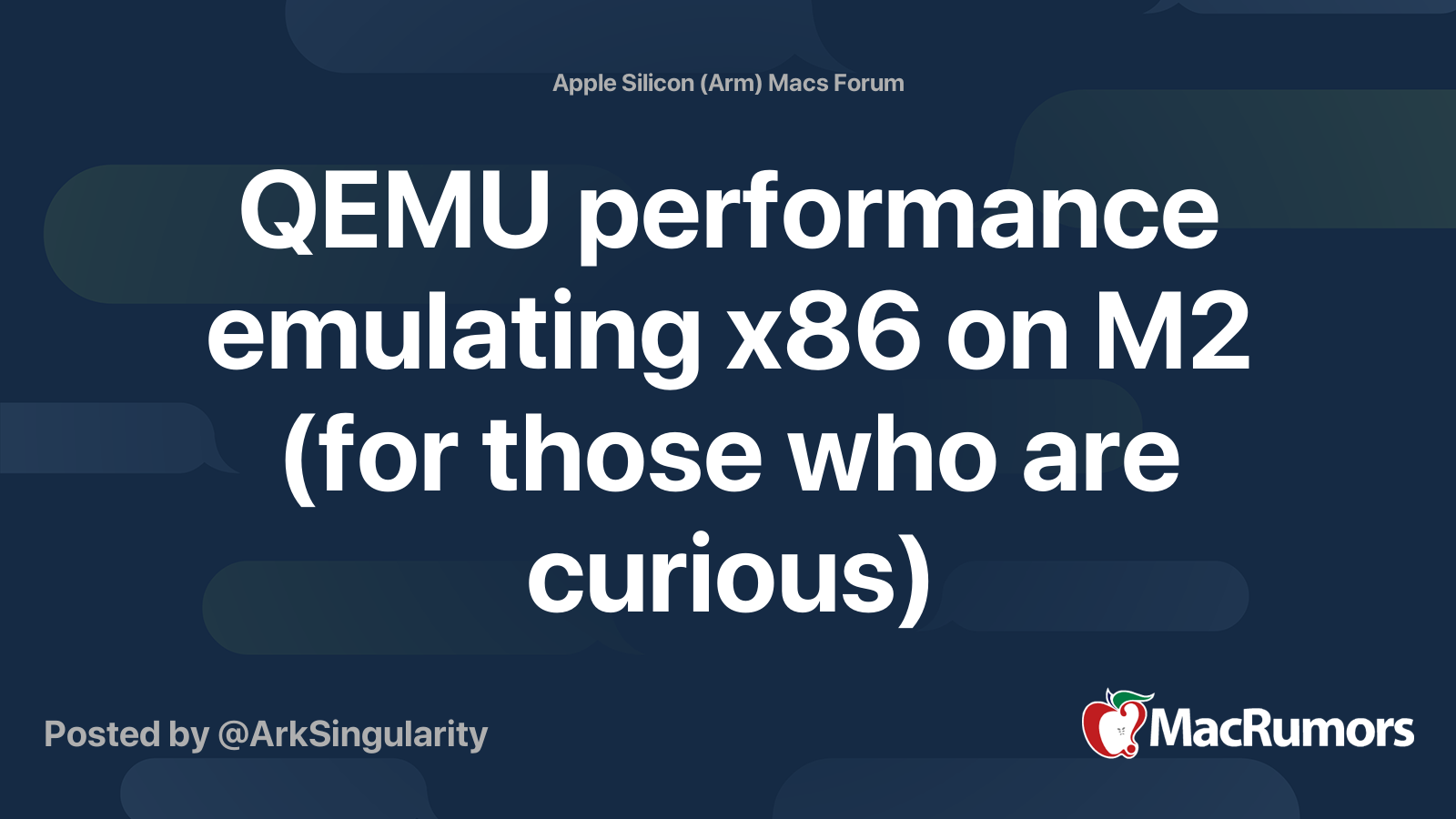 Qemu Performance Emulating X86 On M2 For Those Who Are Curious Macrumors Forums