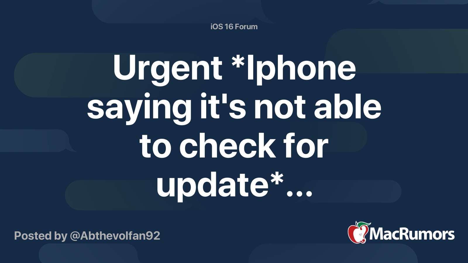 Urgent *Iphone saying it's not able to check for update*... | MacRumors ...