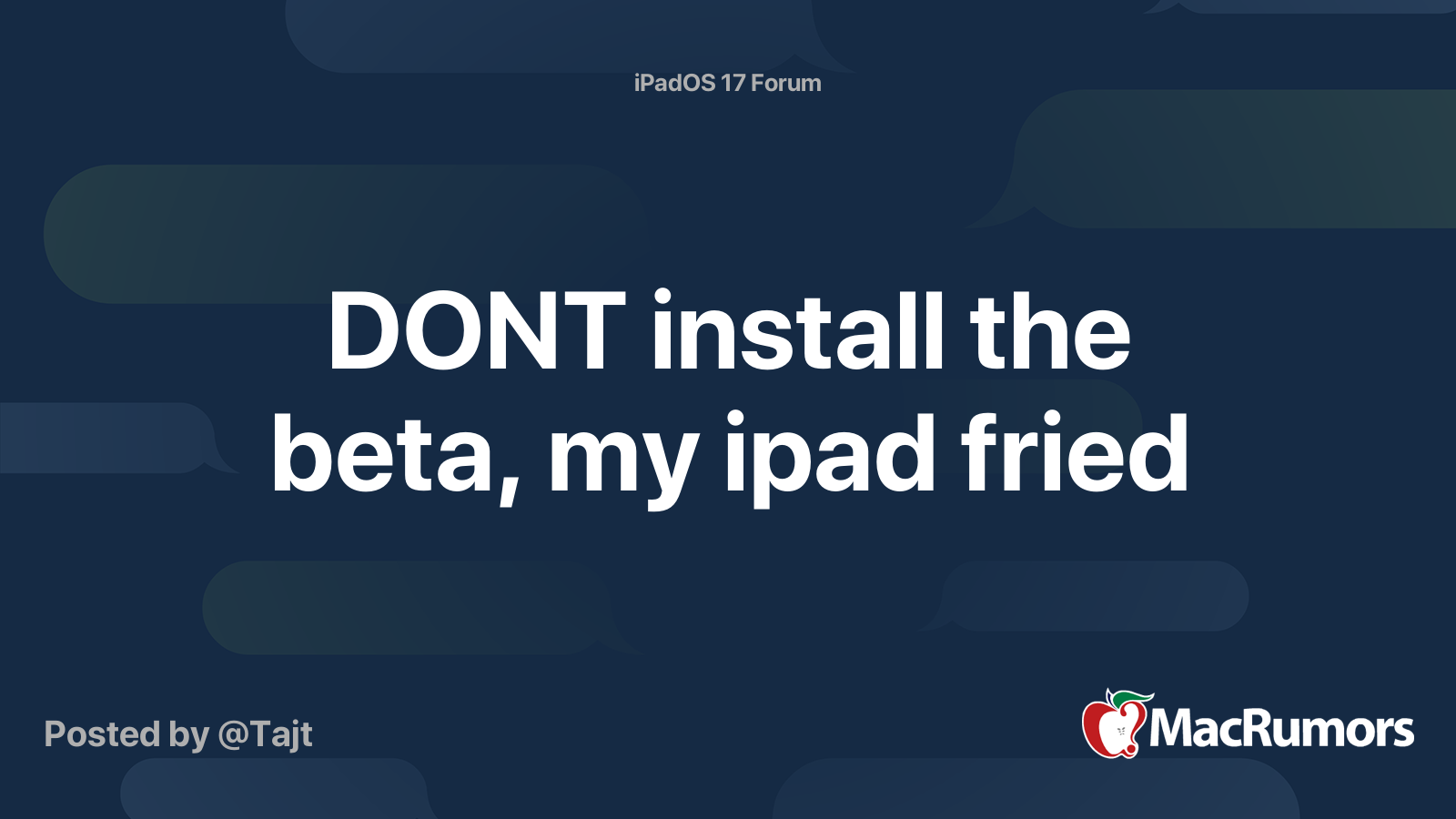 DONT install the beta, my ipad fried | MacRumors Forums