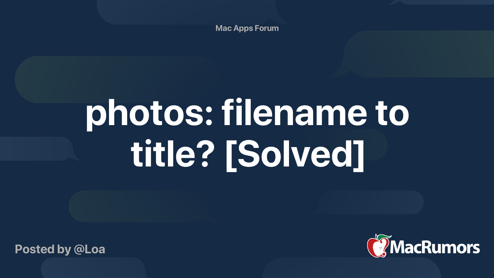photos: filename to title? [Solved] | MacRumors Forums
