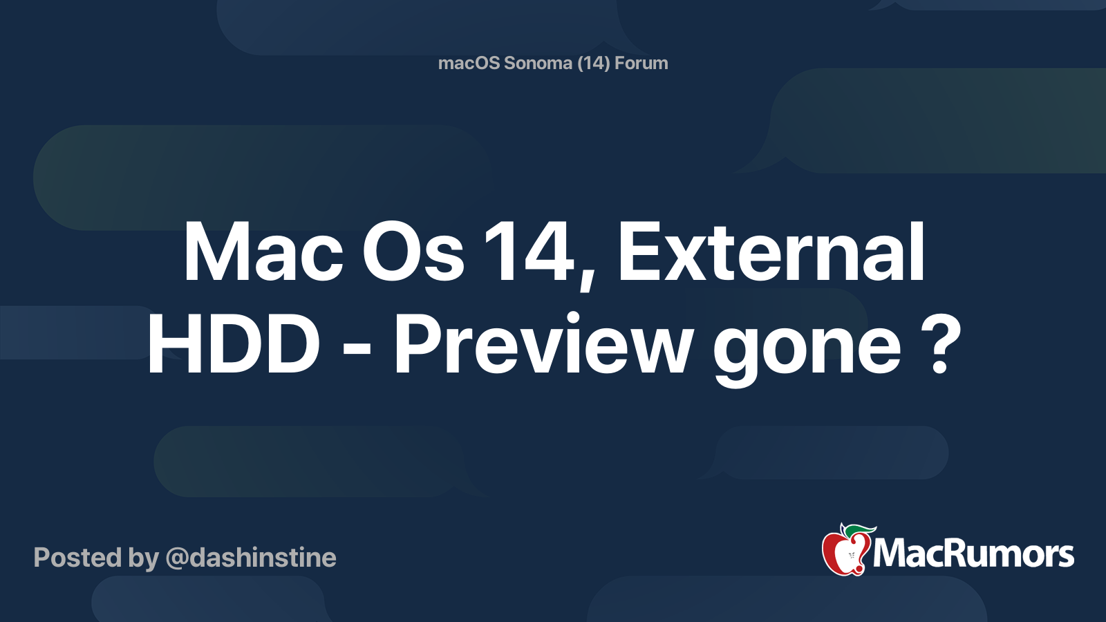 Mac Os 14, External HDD - Preview gone ? | MacRumors Forums