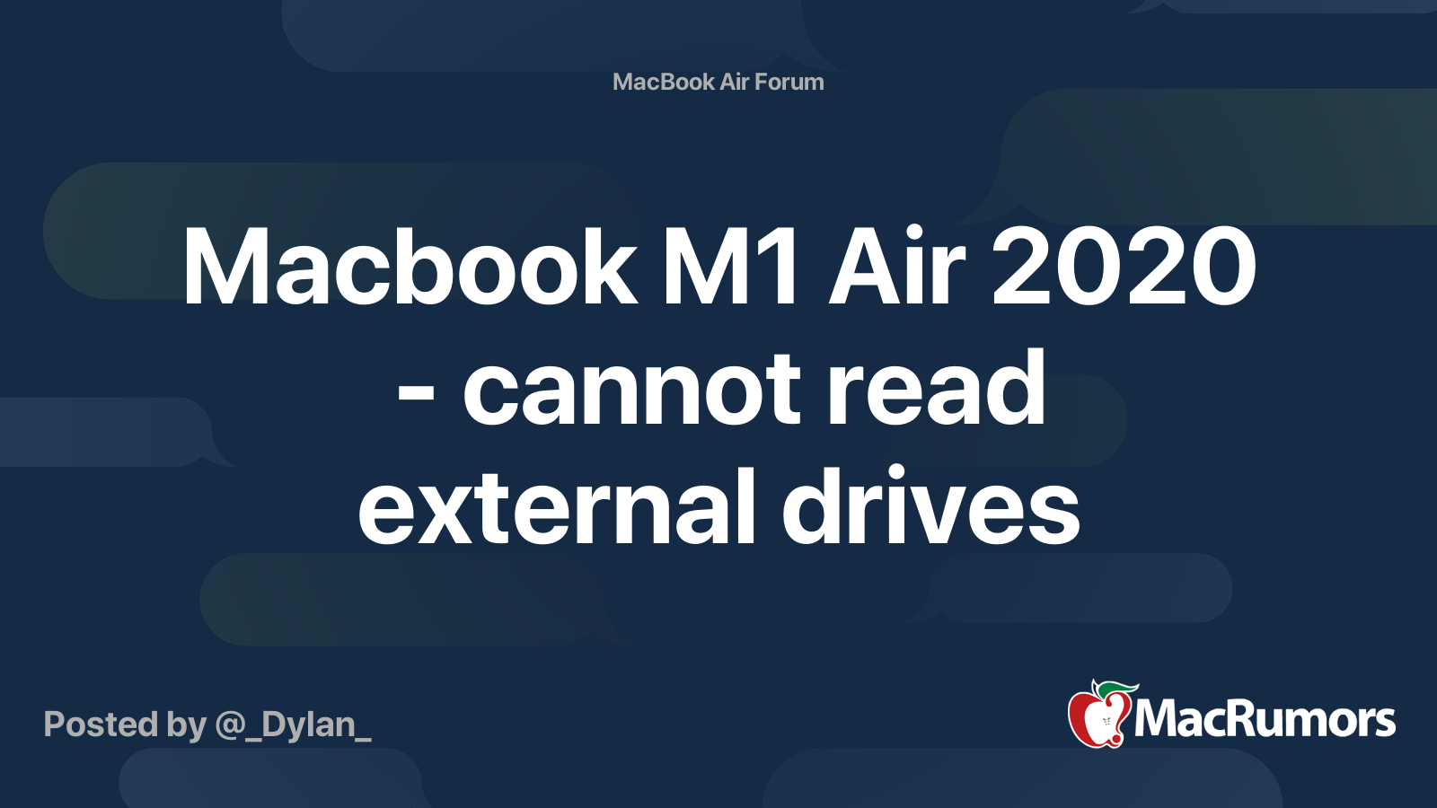 Macbook M1 Air 2020 - cannot read external drives | MacRumors Forums