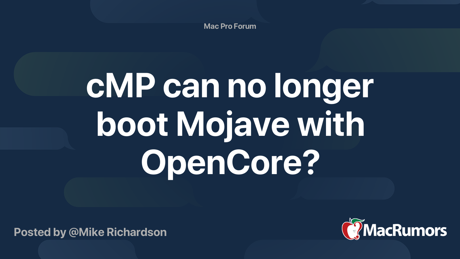 cMP can no longer boot Mojave with OpenCore? | MacRumors Forums