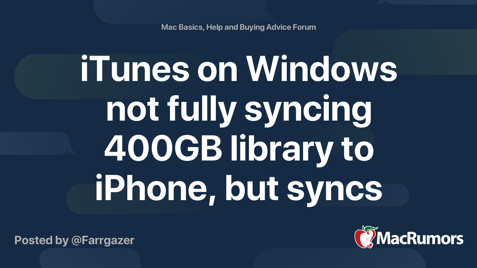 iTunes on Windows not fully syncing 400GB library to iPhone, but syncs just fine with modded ...