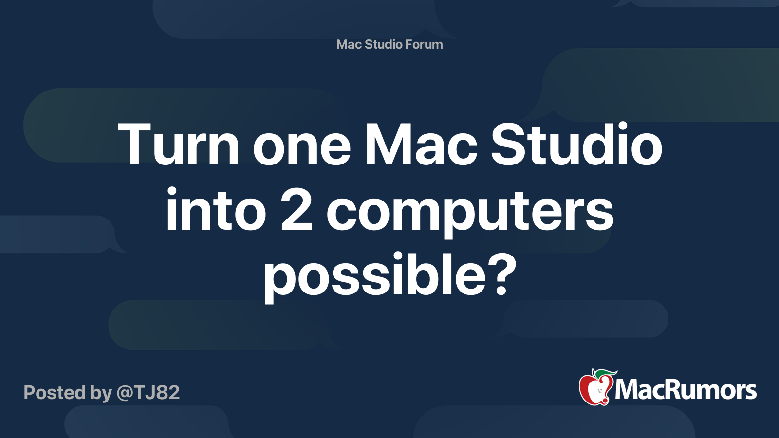 Turn one Mac Studio into 2 computers possible? | MacRumors Forums