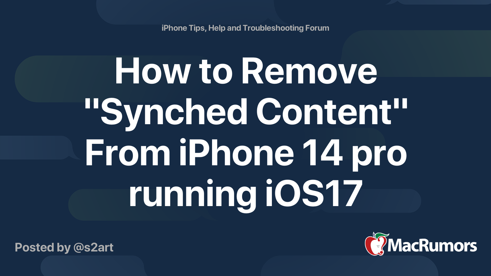 How to Remove "Synched Content" From iPhone 14 pro running iOS17 | MacRumors Forums