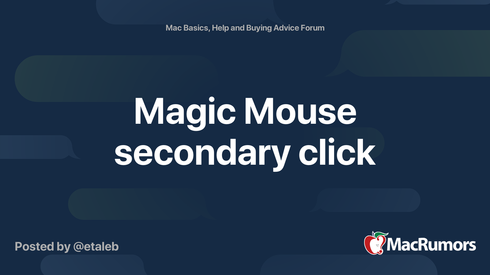 Magic Mouse secondary click | MacRumors Forums