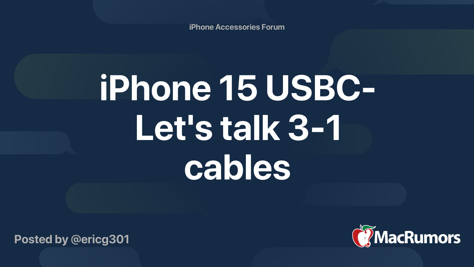 iPhone 15 USBC- Let's talk 3-1 cables | MacRumors Forums