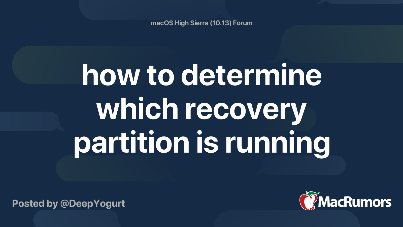 how to determine which recovery partition is running | MacRumors Forums