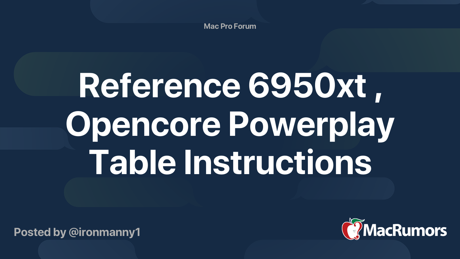 Reference 6950xt , Opencore Powerplay Table Instructions | MacRumors Forums