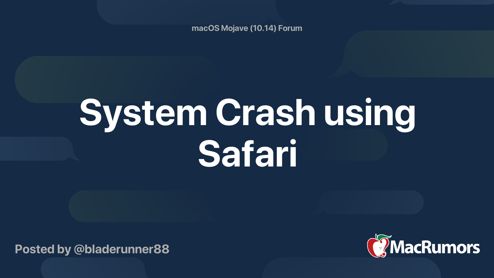 System Crash using Safari | MacRumors Forums