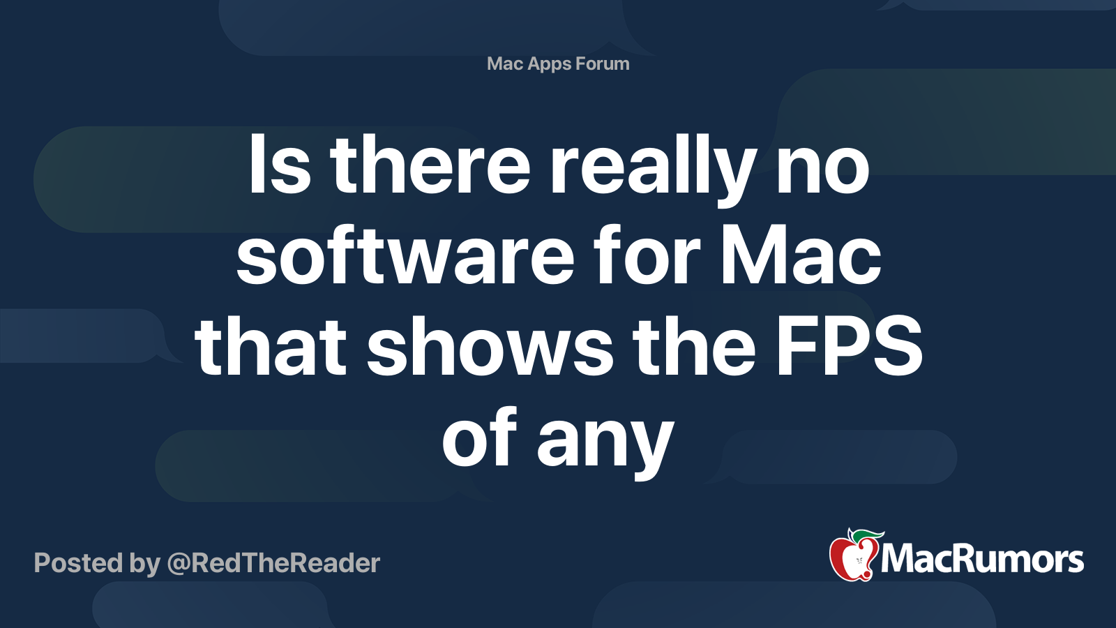 Is There Really No Software For Mac That Shows The Fps Of Any Applicationgame Macrumors Forums 8701