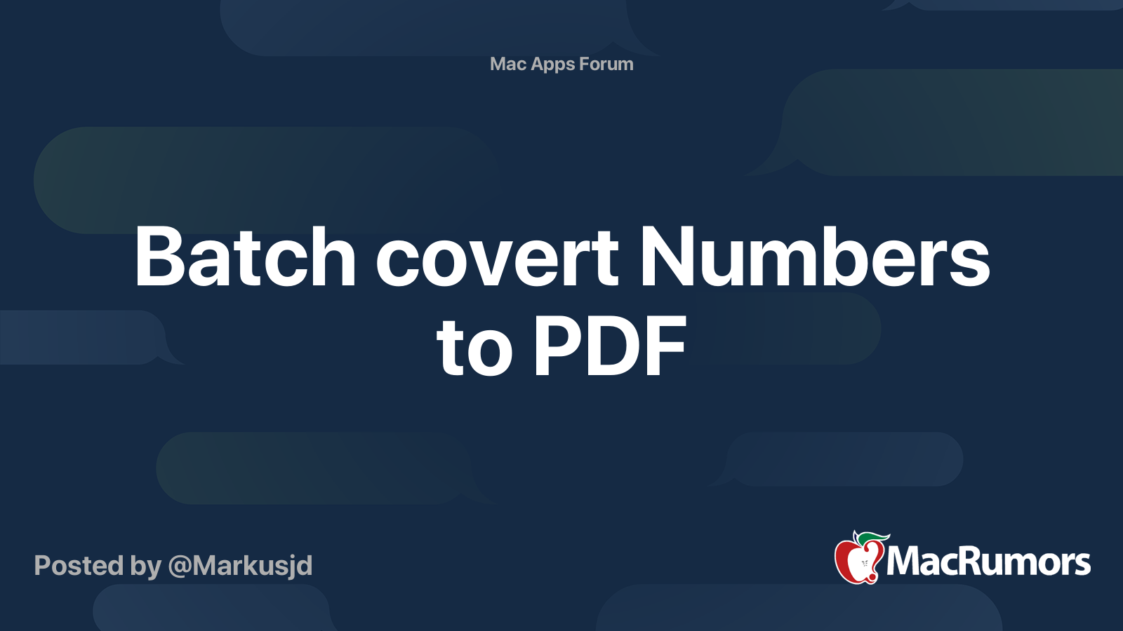 Batch covert Numbers to PDF | MacRumors Forums