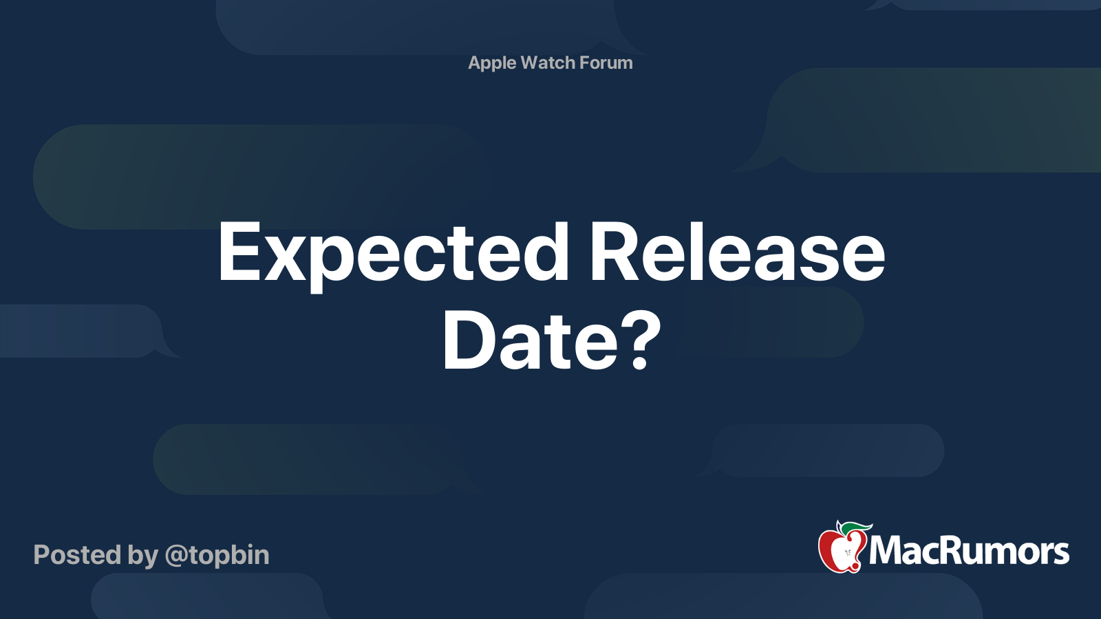 Expected Release Date? | MacRumors Forums