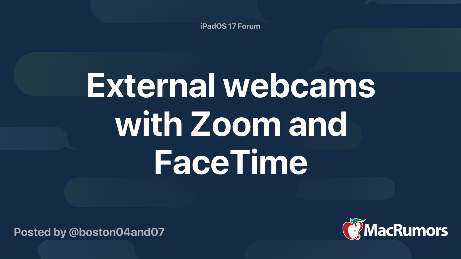 External webcams with Zoom and FaceTime | MacRumors Forums