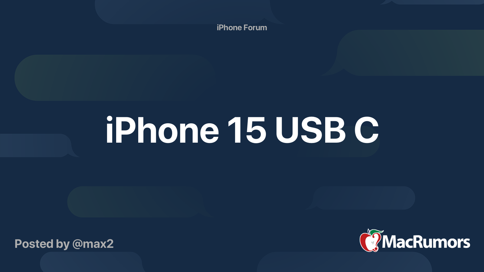 iPhone 15 USB C | MacRumors Forums