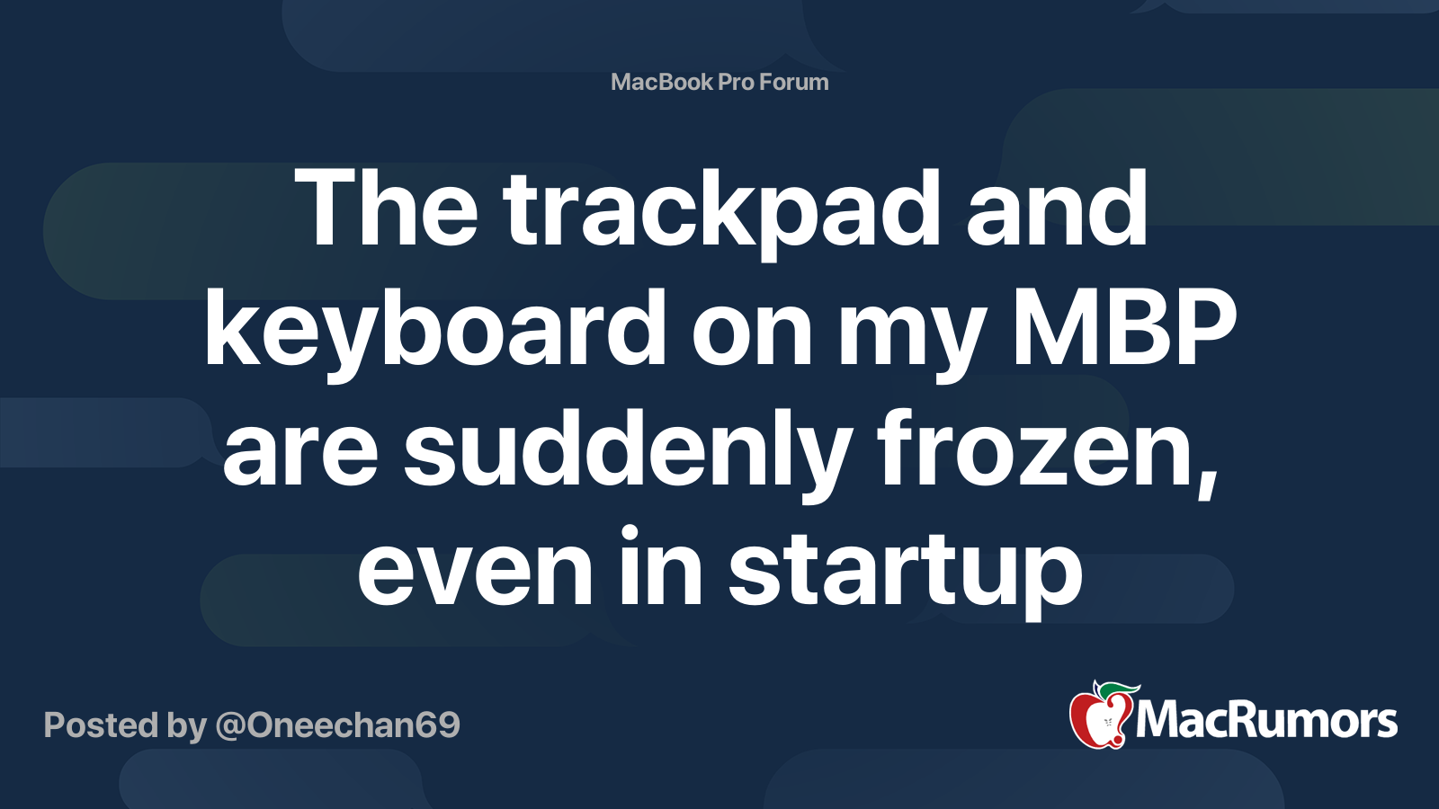 The trackpad and keyboard on my MBP are suddenly frozen, even in startup options. What can I do ...