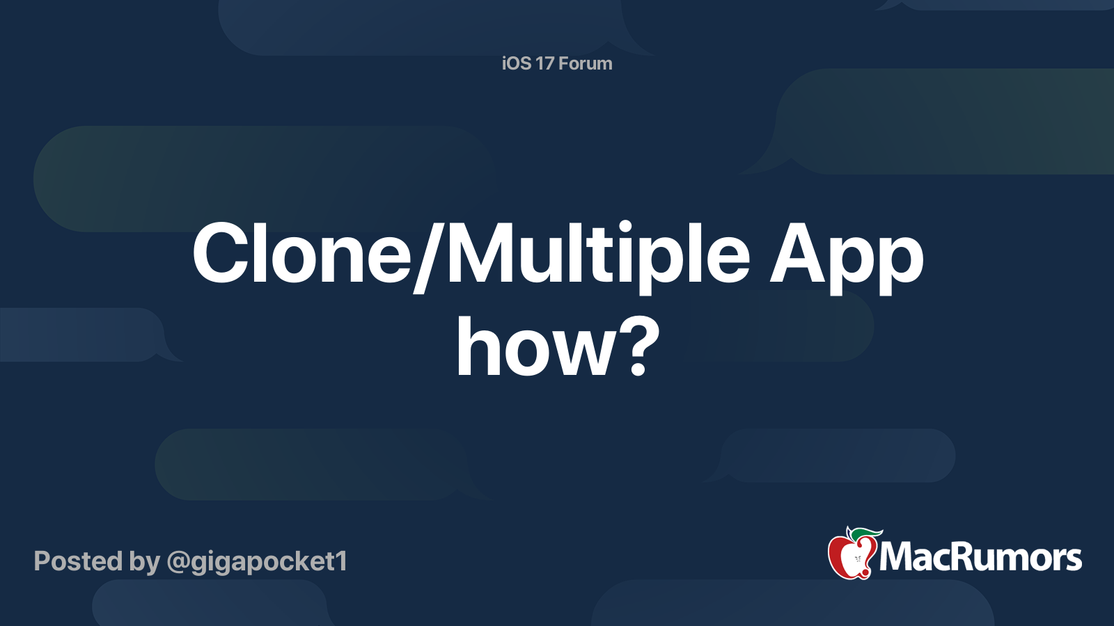 Clone/Multiple App how? | MacRumors Forums