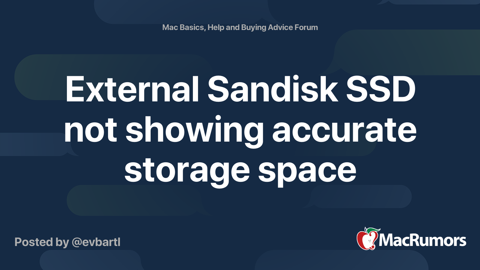 External Sandisk SSD not showing accurate storage space | MacRumors Forums