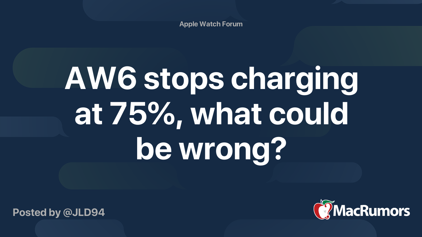 AW6 stops charging at 75%, what could be wrong? | MacRumors Forums