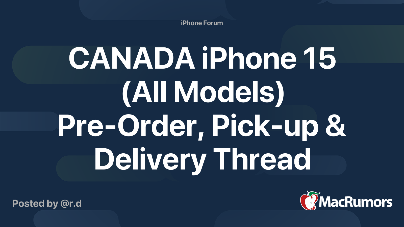 CANADA iPhone 15 (All Models) Pre-Order, Pick-up & Delivery Thread ...