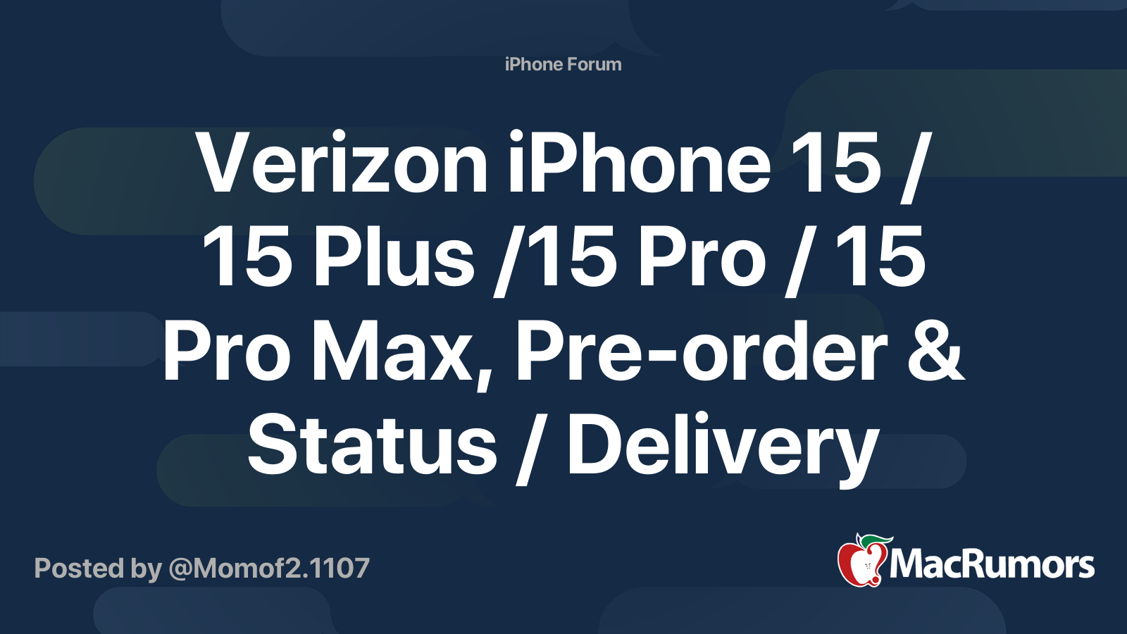 Verizon iPhone 15 / 15 Plus /15 Pro / 15 Pro Max, Pre-order & Status ...