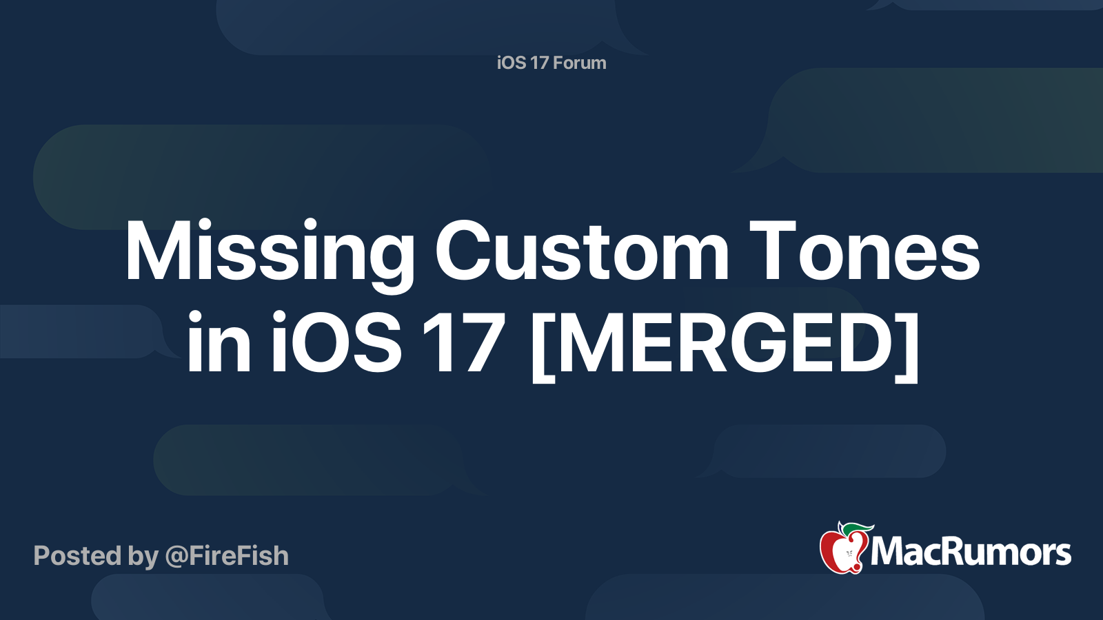 Missing Custom Tones in iOS 17 [MERGED] | MacRumors Forums
