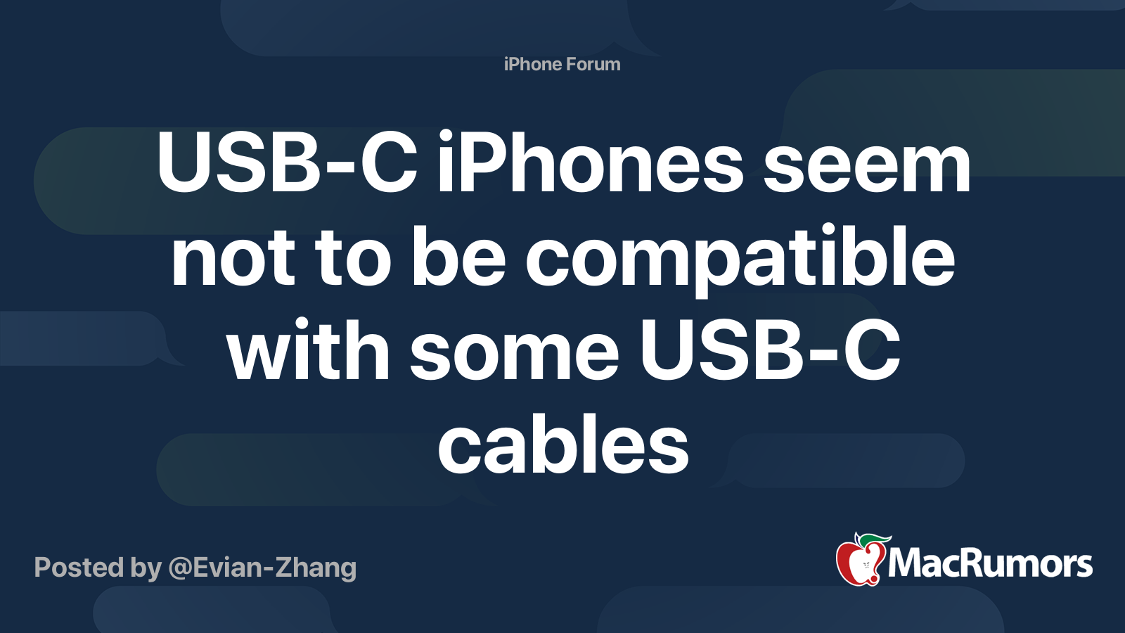 USB-C iPhones seem not to be compatible with some USB-C cables | MacRumors Forums