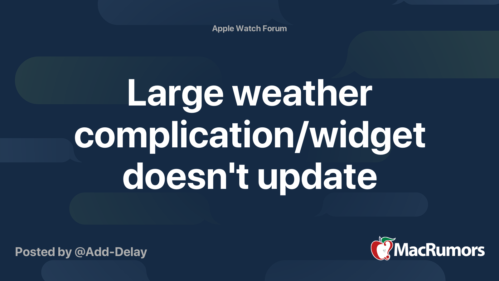 Large weather complication/widget doesn't update | MacRumors Forums