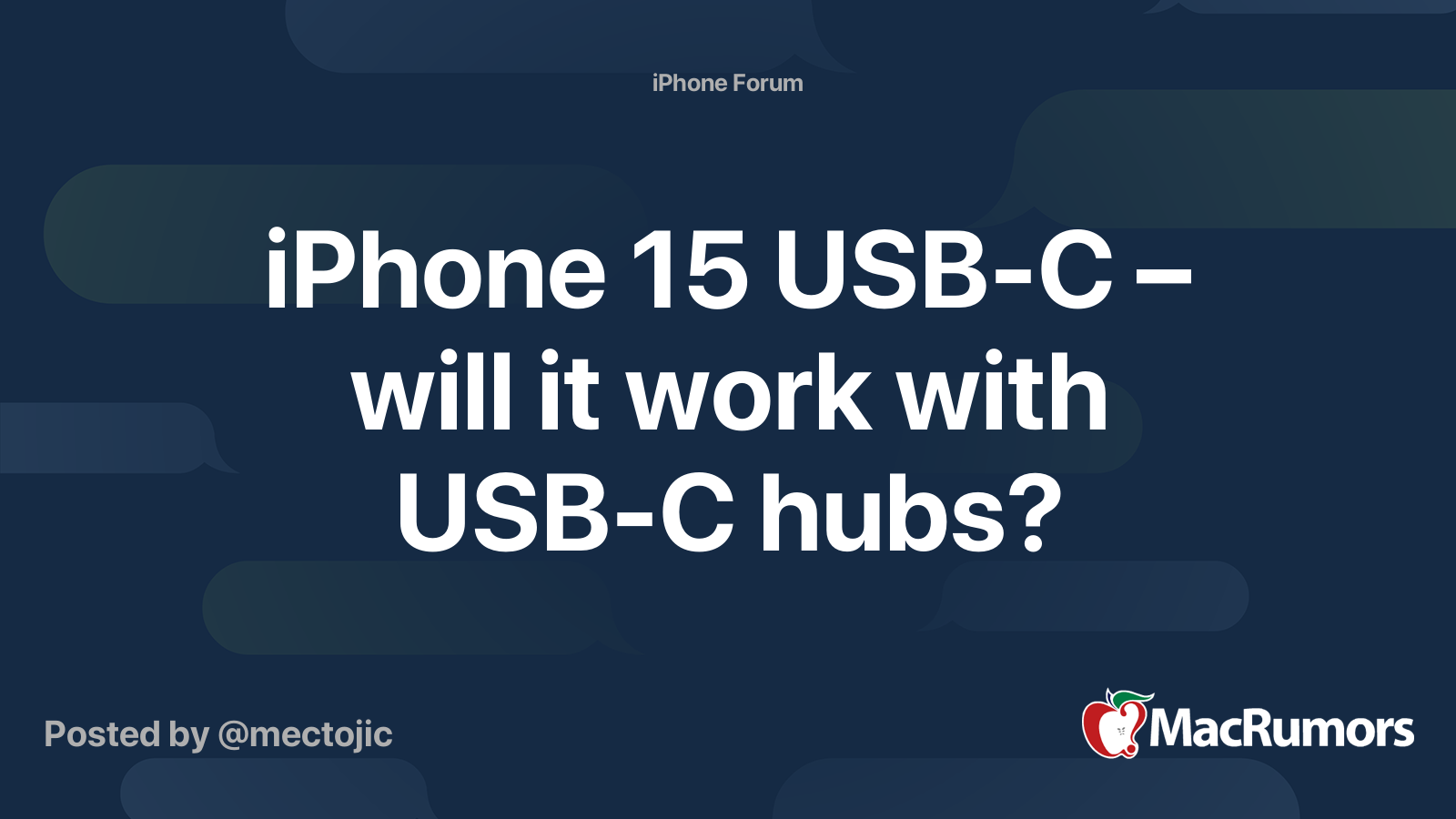 iPhone 15 USB-C – will it work with USB-C hubs? | MacRumors Forums
