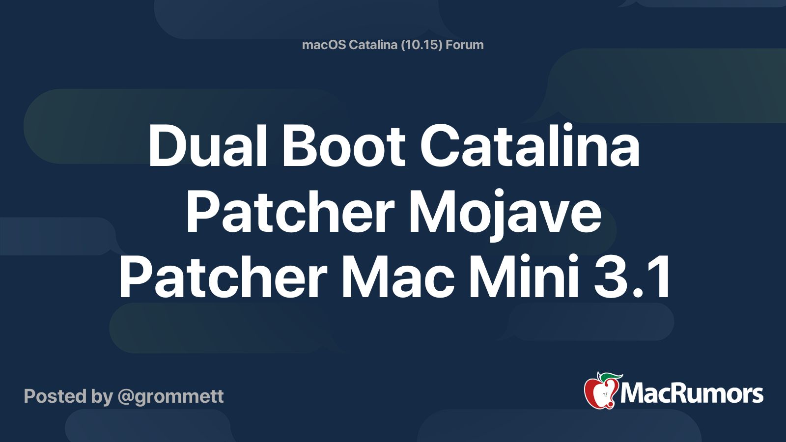 Dual Boot Catalina Patcher Mojave Patcher Mac Mini 3.1 | MacRumors Forums