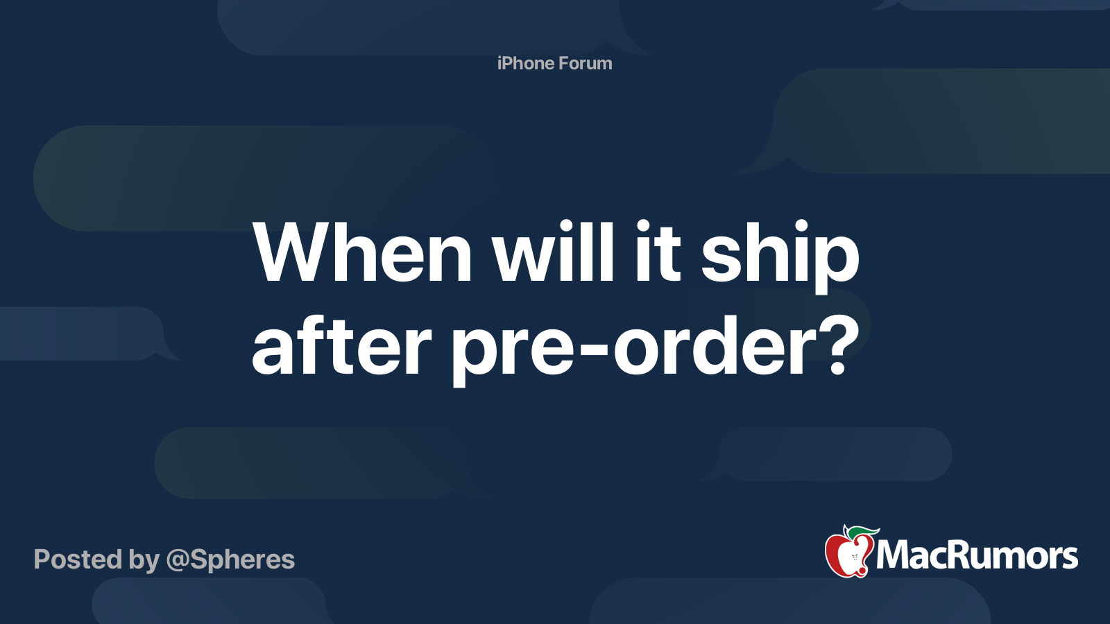 When will it ship after pre-order? | MacRumors Forums