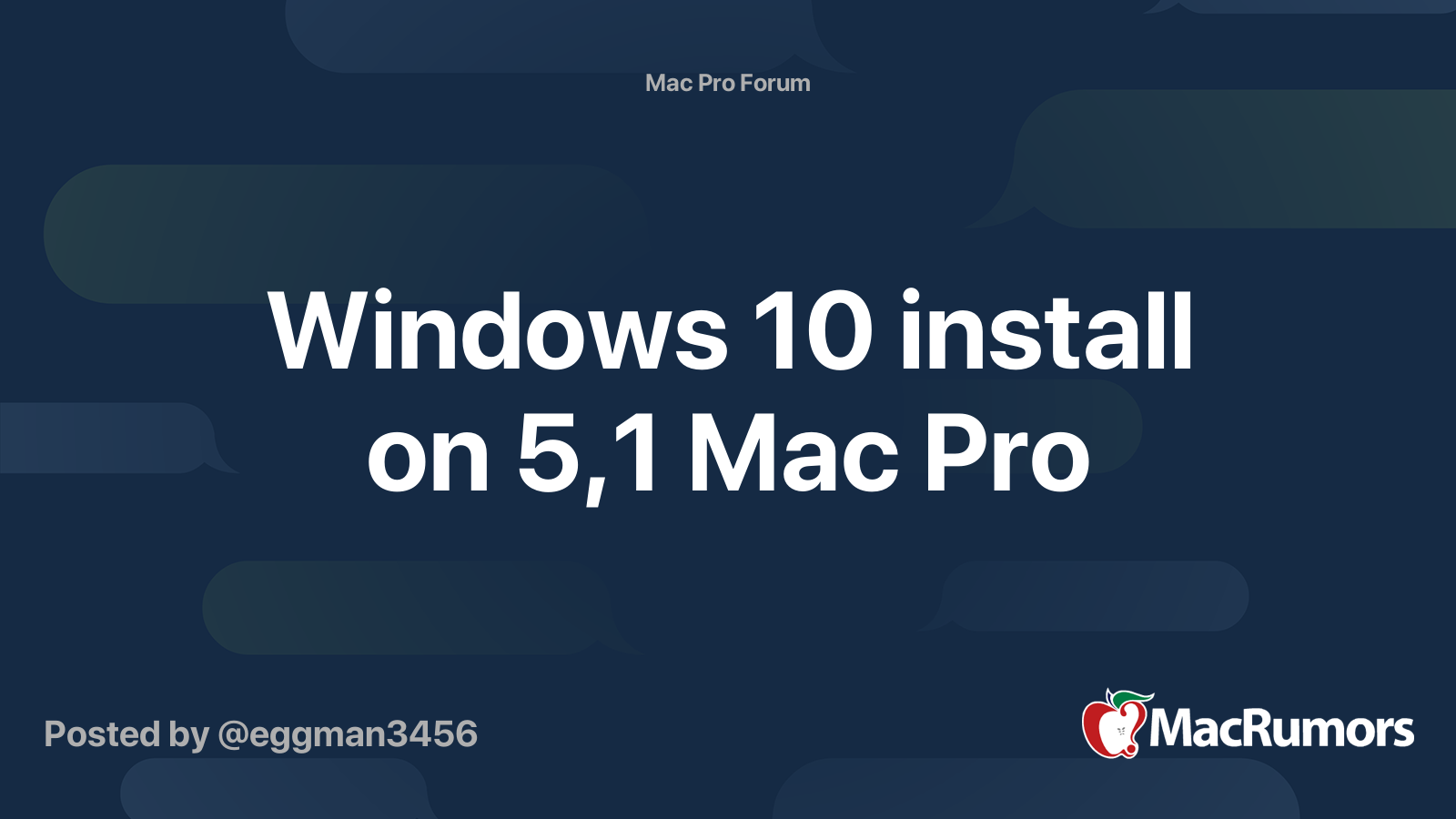 Windows 10 install on 5,1 Mac Pro | MacRumors Forums