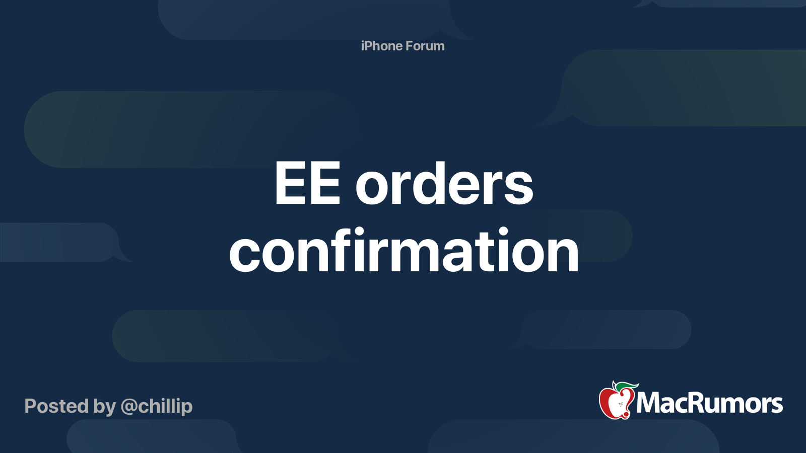 EE orders confirmation | MacRumors Forums
