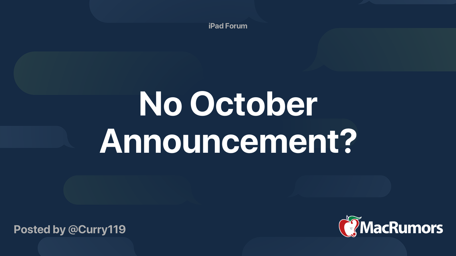 No October Announcement? | MacRumors Forums