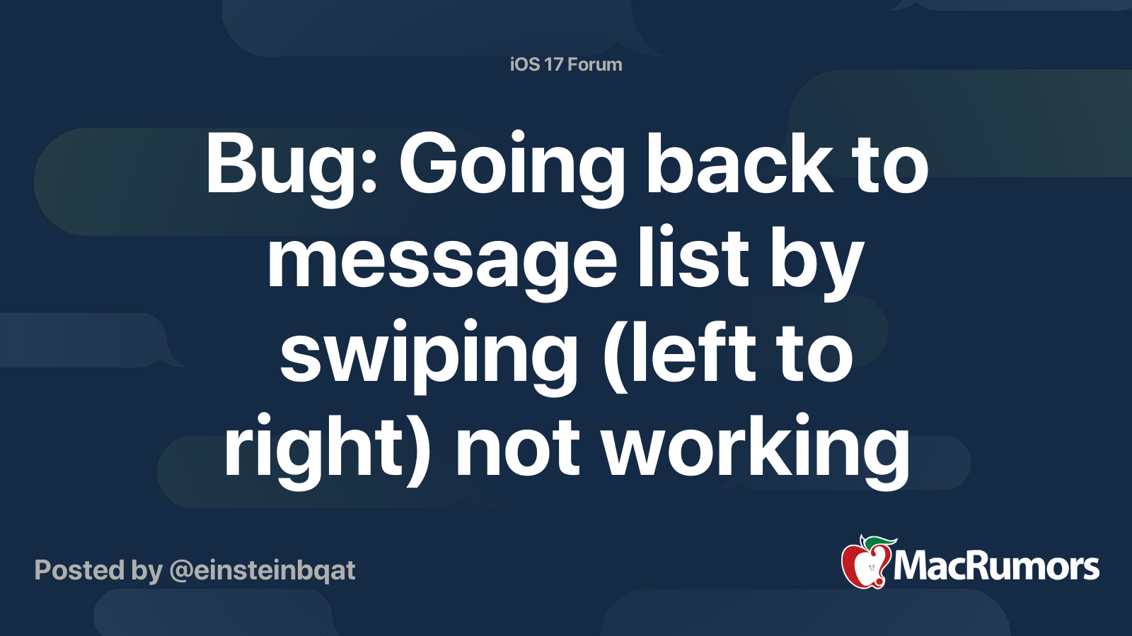 Bug: Going back to message list by swiping (left to right) not working | MacRumors Forums