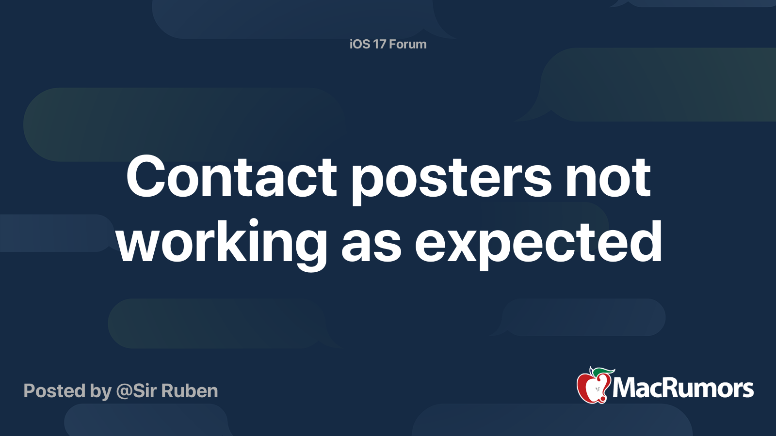 Contact posters not working as expected | MacRumors Forums