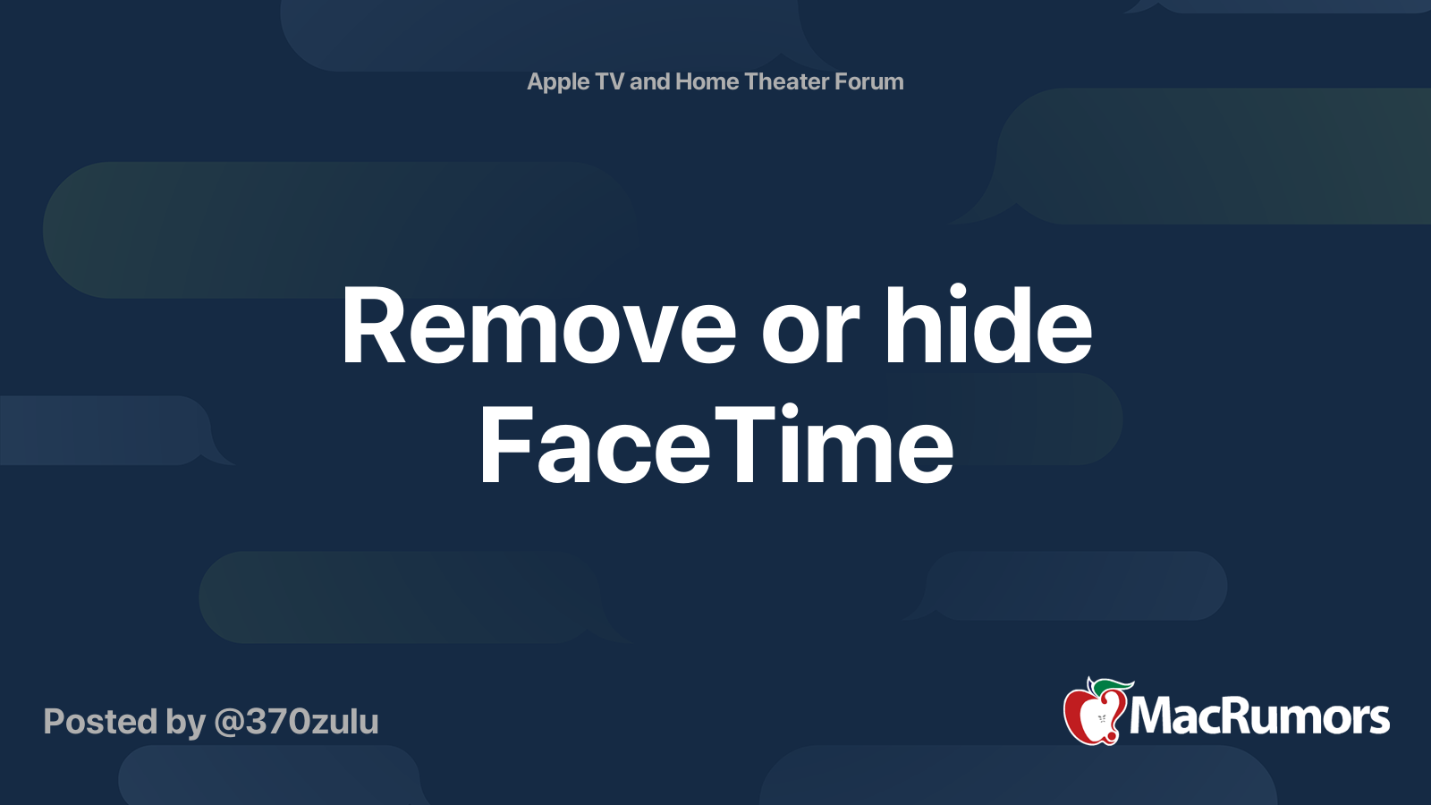 Remove or hide FaceTime | MacRumors Forums