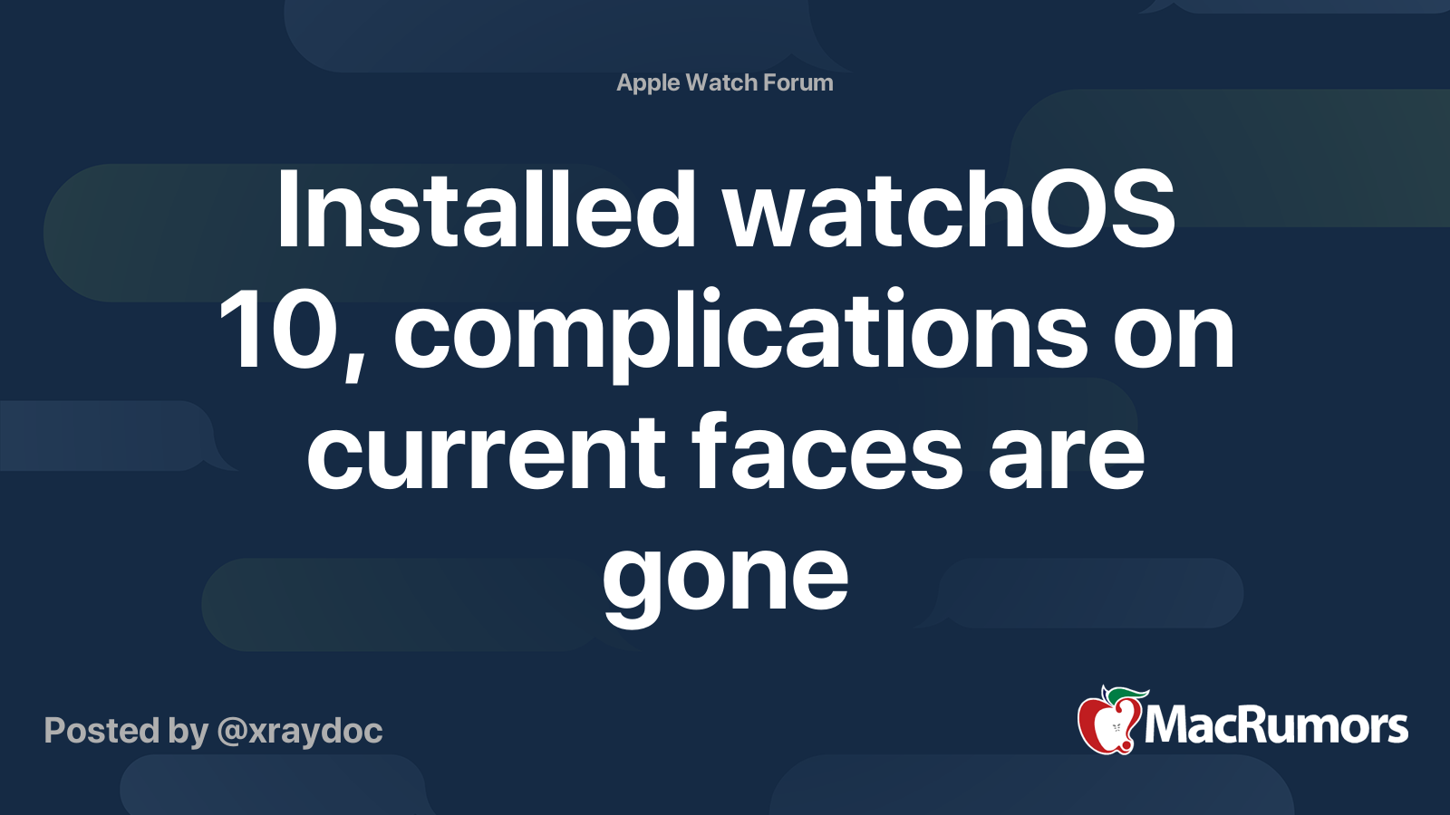 Installed watchOS 10, complications on current faces are gone | MacRumors Forums