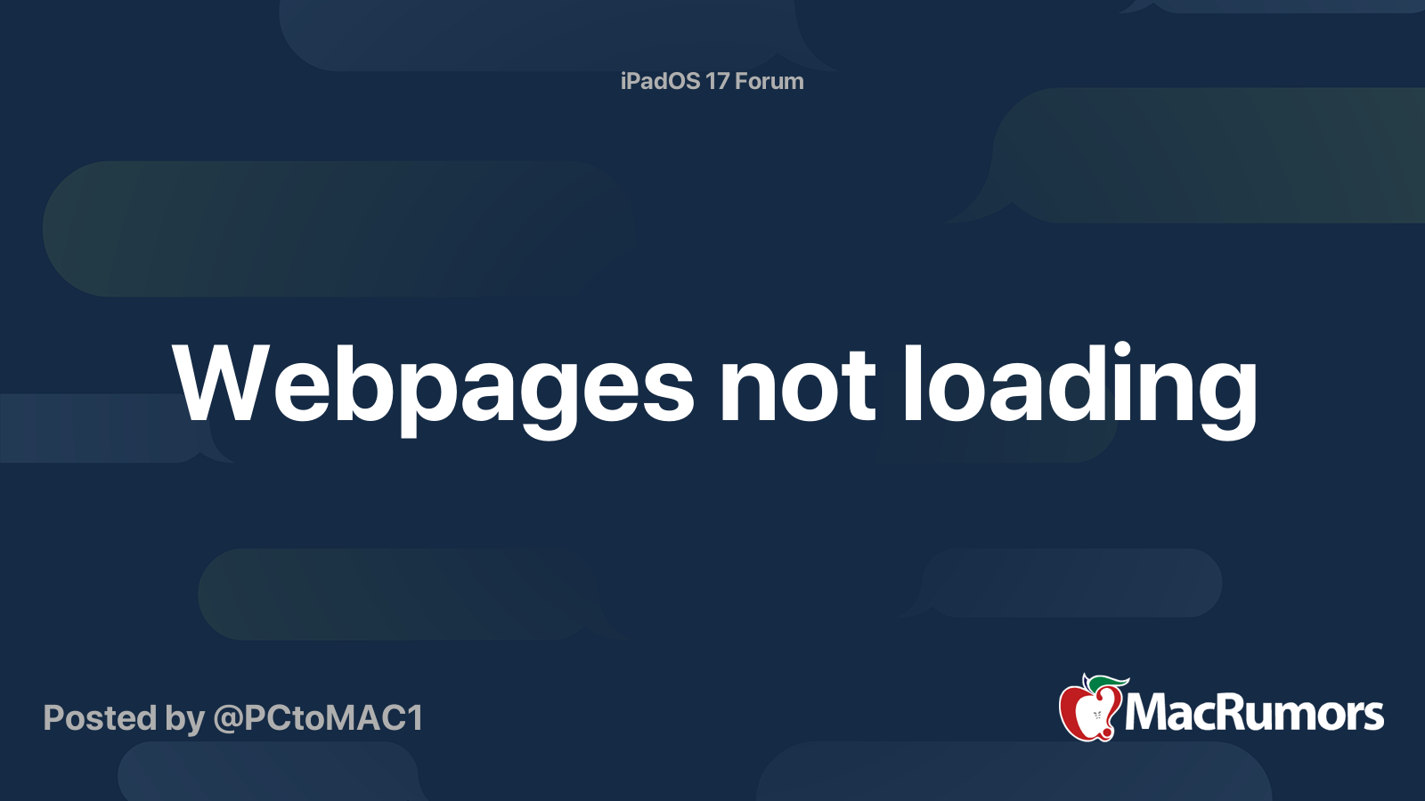 Webpages not loading | MacRumors Forums
