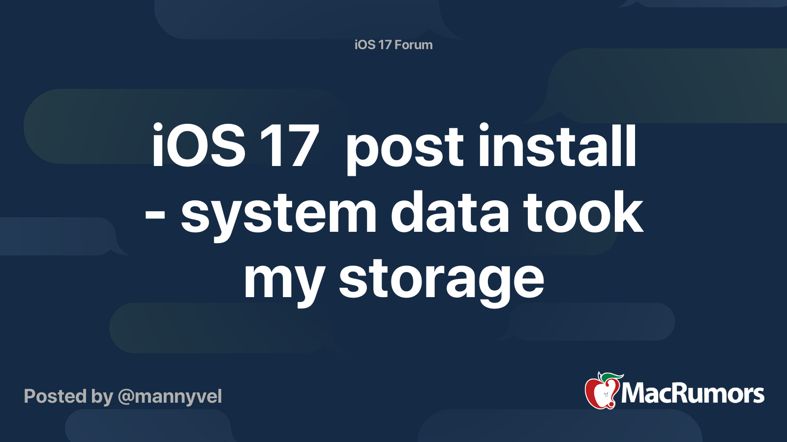 iOS 17 post install - system data took my storage | MacRumors Forums