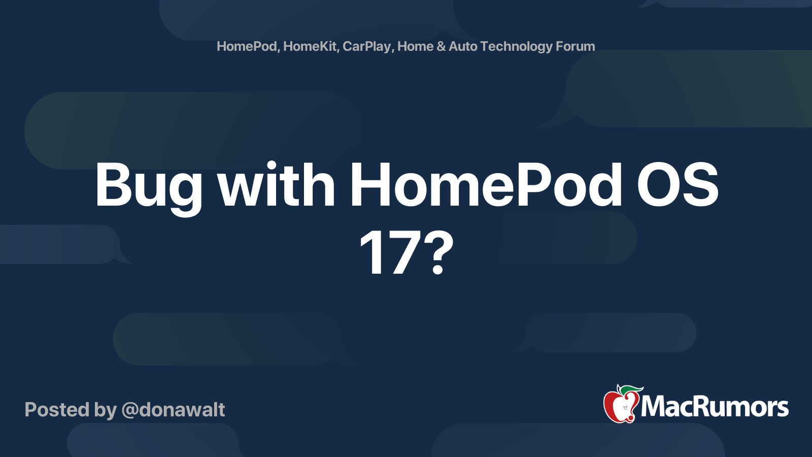 Bug with HomePod OS 17? | MacRumors Forums